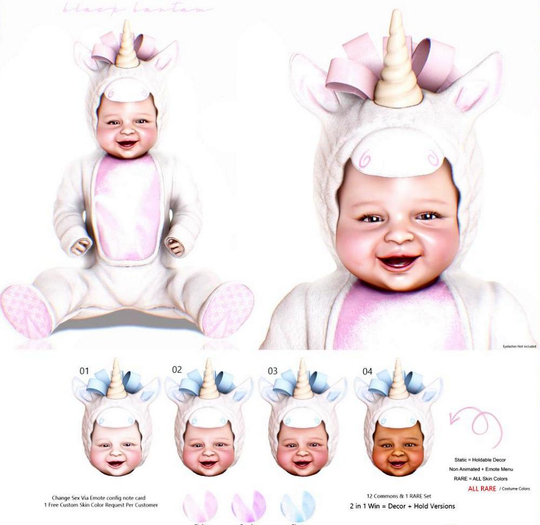 Second Life Marketplace - [BB] Chubby Unicorn Baby ALL RARE